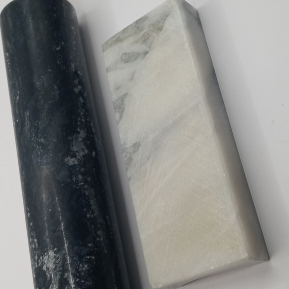 Kitchen | Black Marble Rolling Pin With Wood Handles And White Marble ...